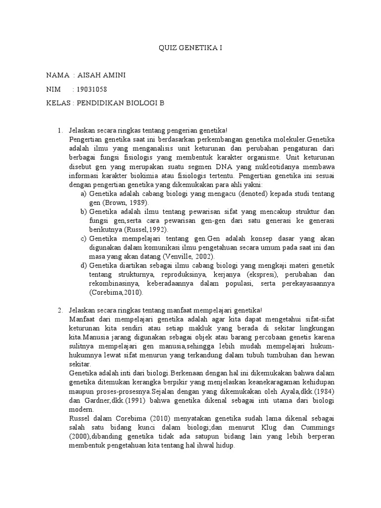 Pengantar Genetika: Definisi dan Manfaat | PDF | Sains & Matematika