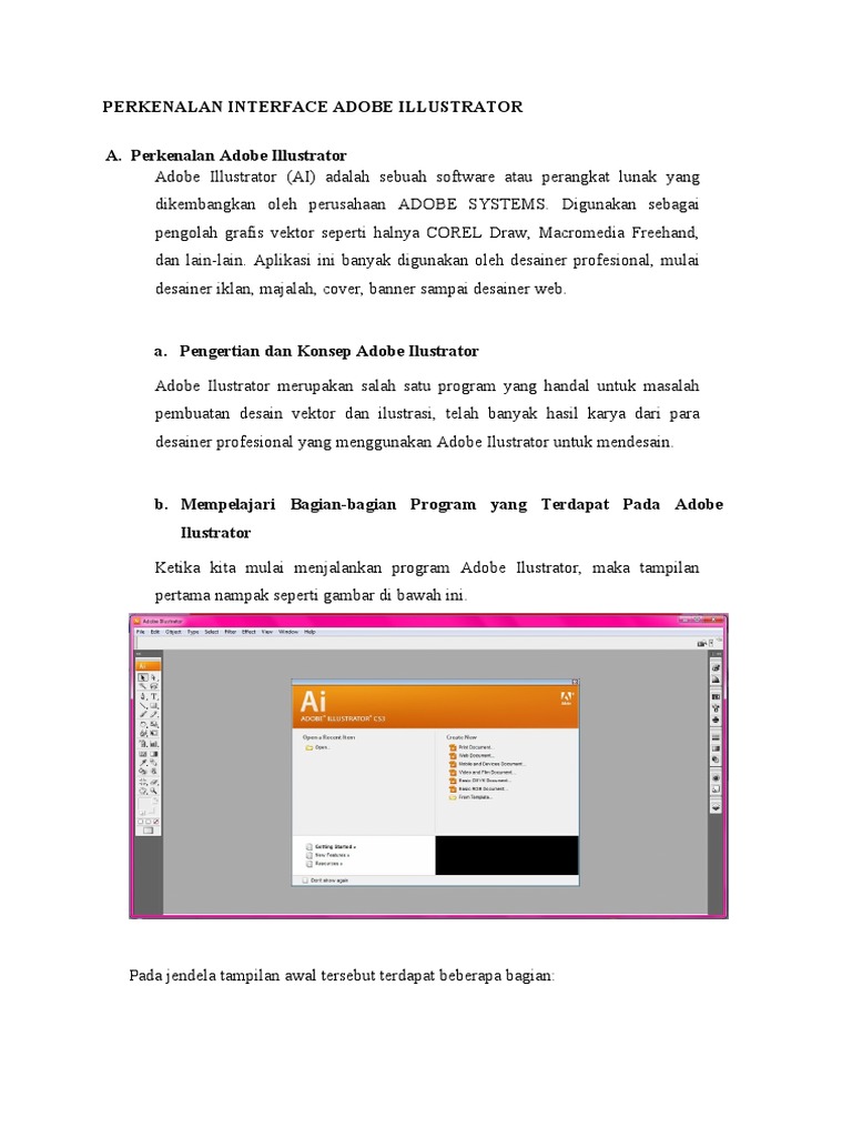 Perkenalan Interface Adobe Illustrator | PDF