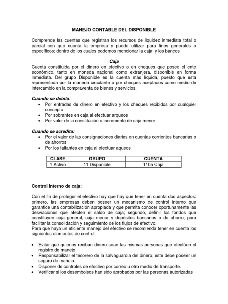 Manejo Contable de La Caja y Bancos | PDF | Efectivo | Bancos