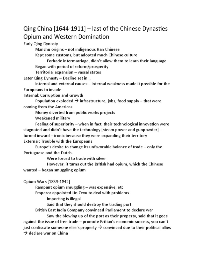 Decline of Qing Dynasty (1644-1911) | PDF | Opium | Qing Dynasty