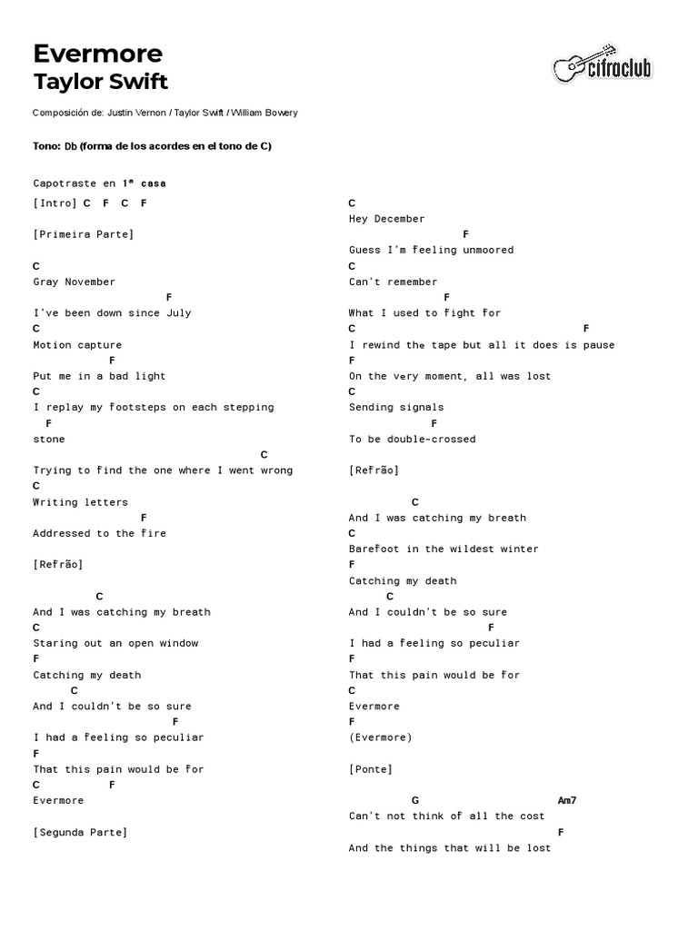 Cifra Club - Taylor Swift - Evermore | PDF