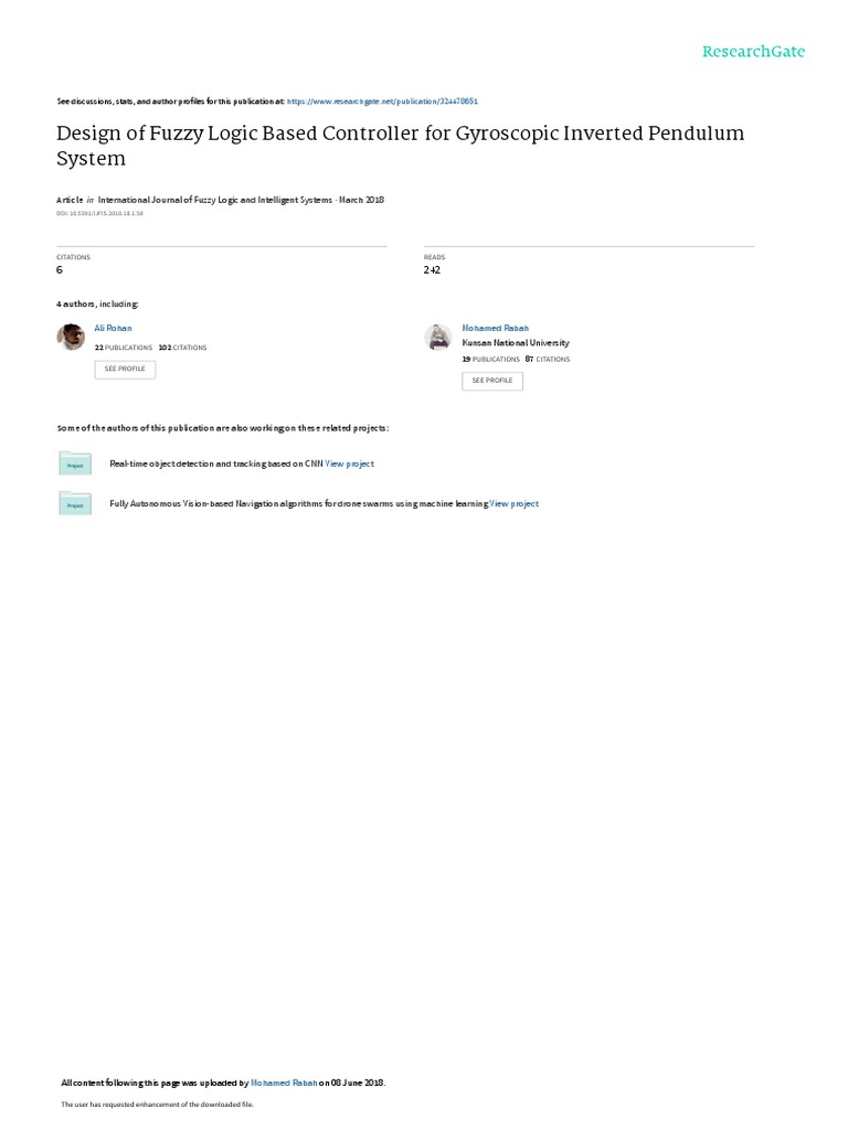 Design of Fuzzy Logic Based Controller For Gyroscopic Inverted Pendulum | PDF | Gyroscope ...