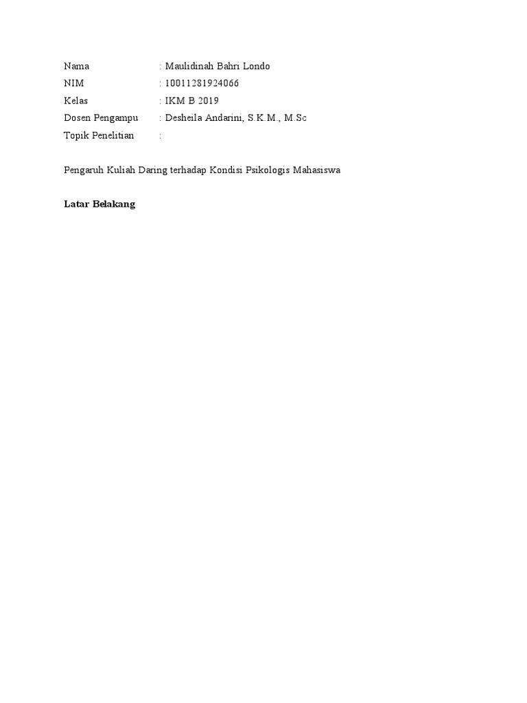 Latar Belakang Metopen Kuliah Daring | PDF | Karier & Perkembangan ...