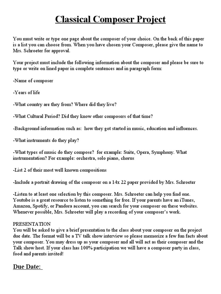 Classical Composer Project | PDF