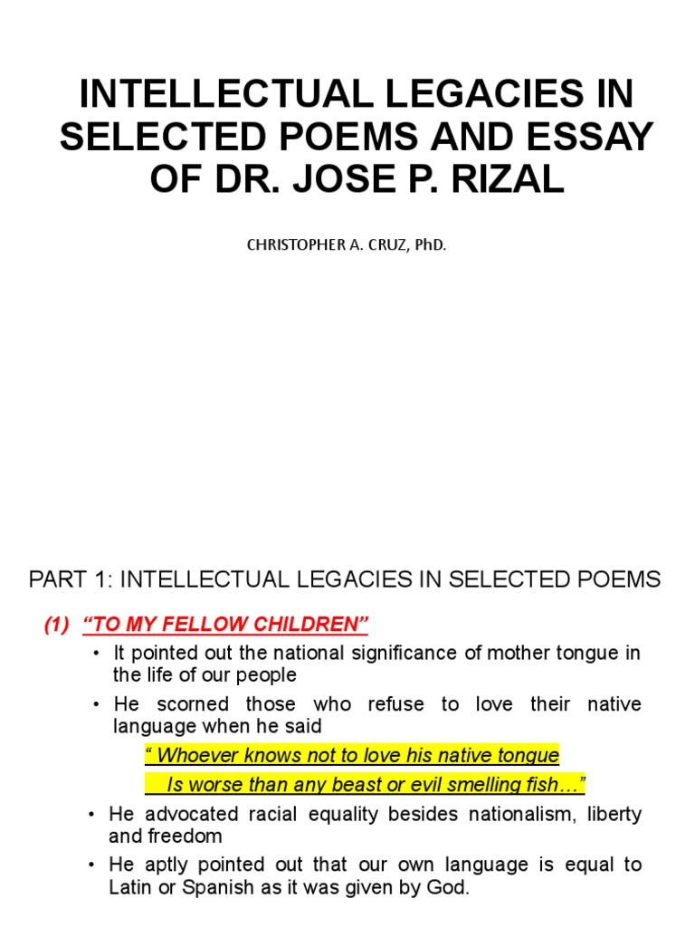 Intellectual Legacies in Selected Poems and Essay | PDF | Poetry