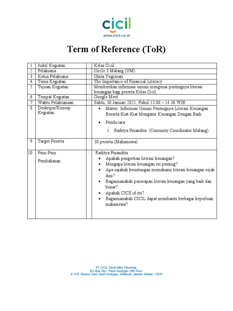ToR Sharing Session | PDF