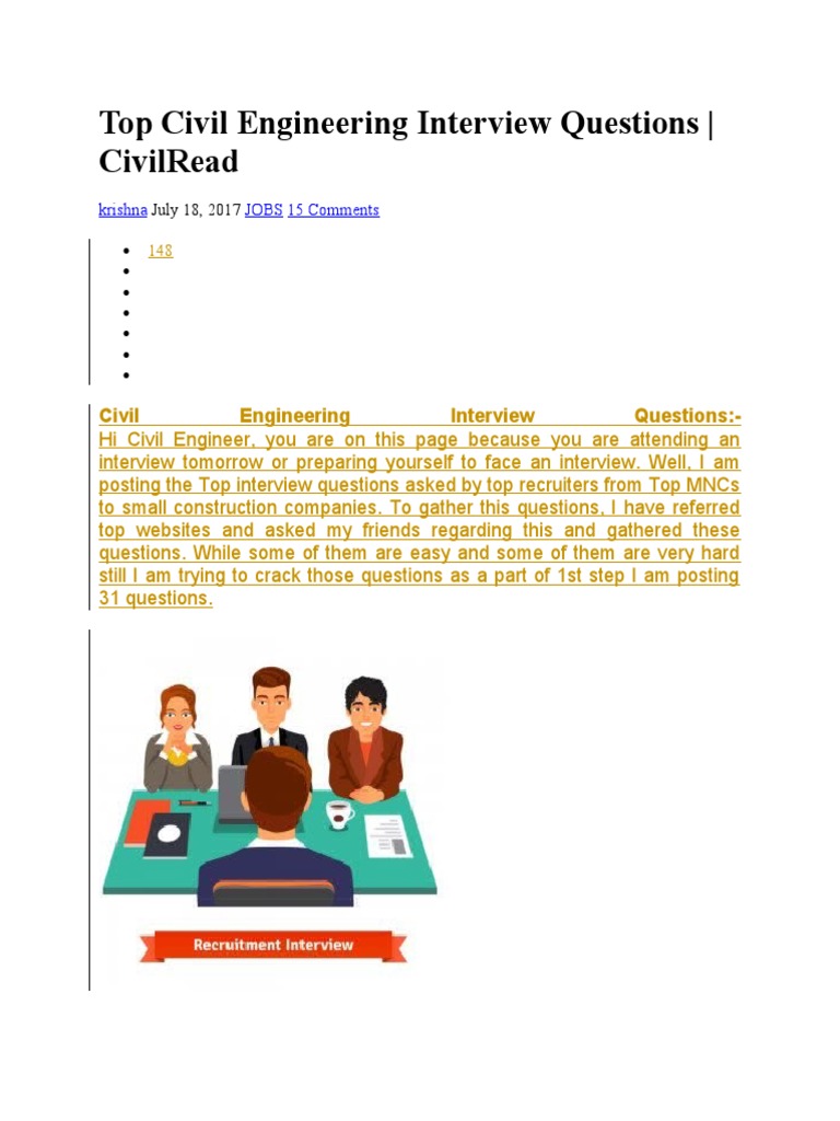 Top Civil Engineering Interview Questions | Download Free PDF ...