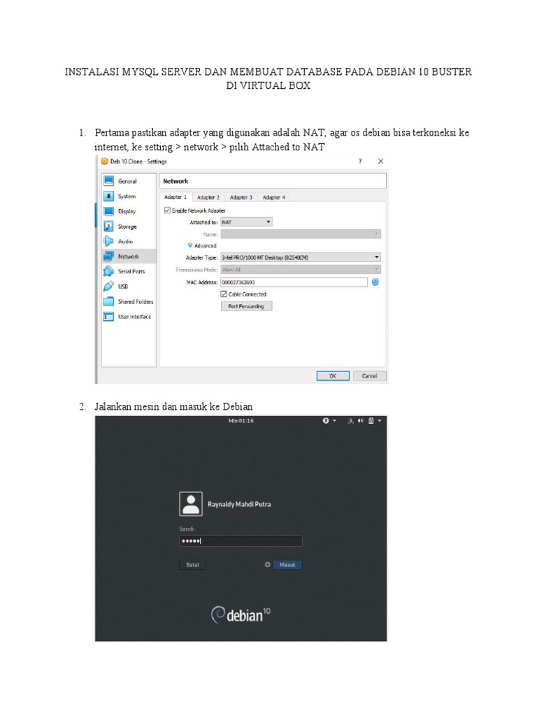 Instalasi Mysql Server Debian 10 Buster Di Virtual Box | PDF