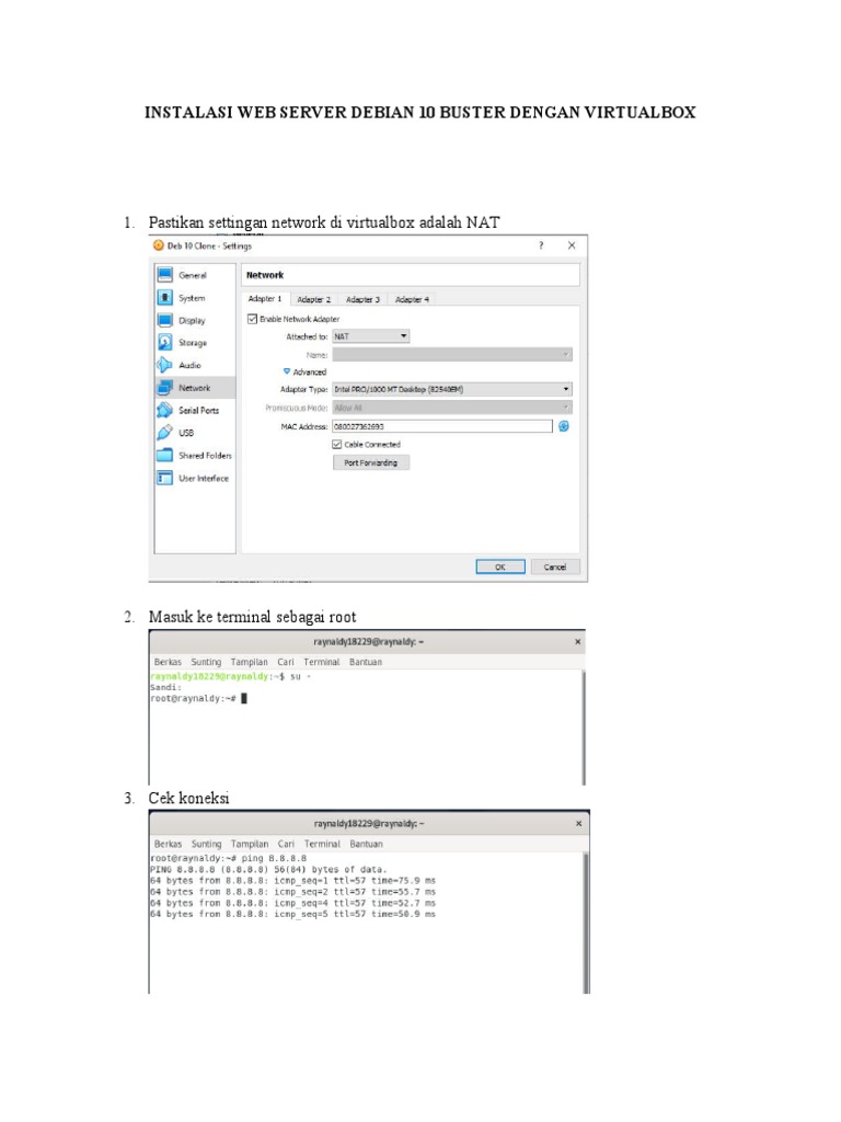 Instalasi Web Server Debian 10 Buster Dengan Virtualbox | PDF | Komputer