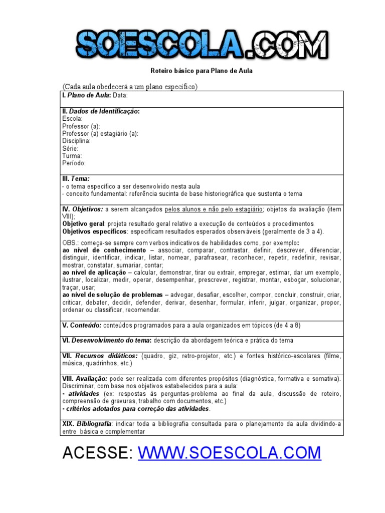 Modelo de Plano de Aula 2 | PDF