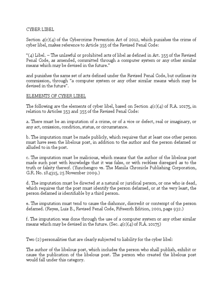 Research Cyberlibel | PDF | Defamation | Criminal Justice