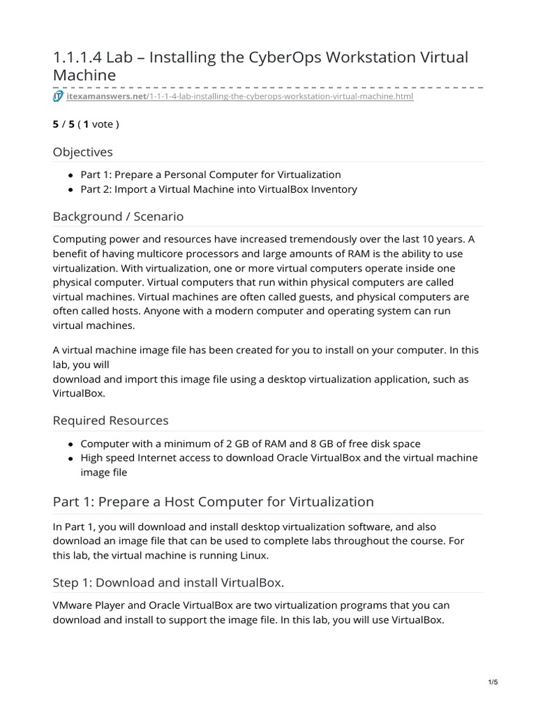1114 Lab Installing The CyberOps Workstation Virtual Machine | PDF | Virtualization | Virtual ...