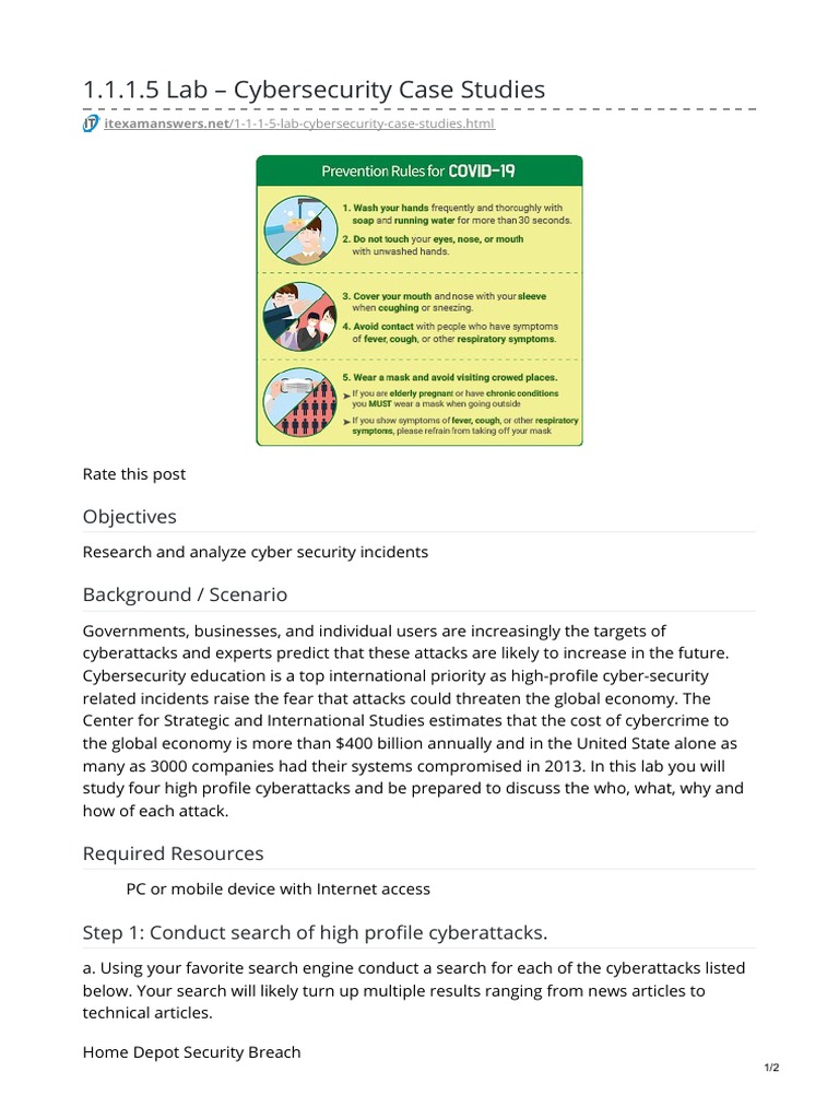 1115 Lab Cybersecurity Case Studies | PDF | Crime Prevention | Computer ...