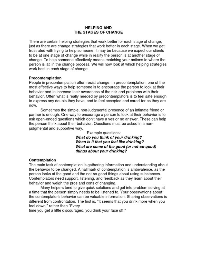 HELPING AND Stages of Change | PDF | Relapse | Behavior