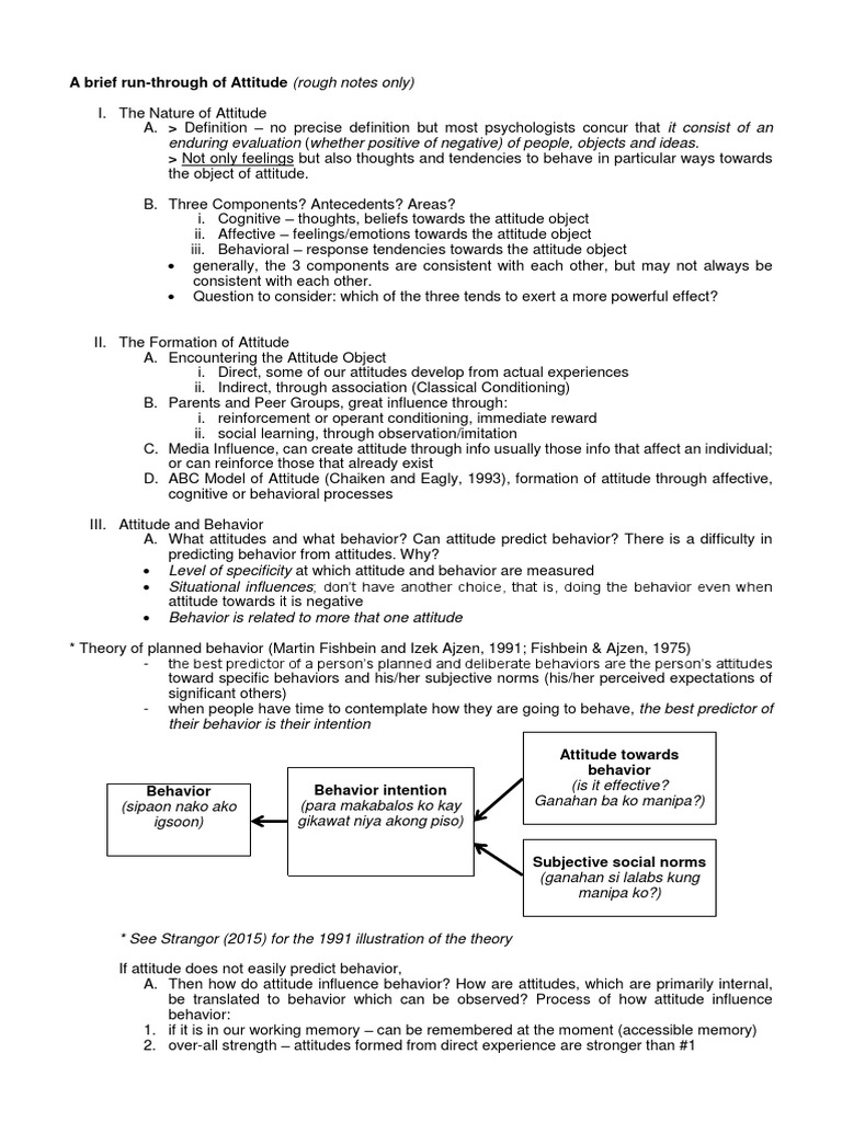 Attitude Notes For Posting | PDF | Attitude (Psychology) | Persuasion