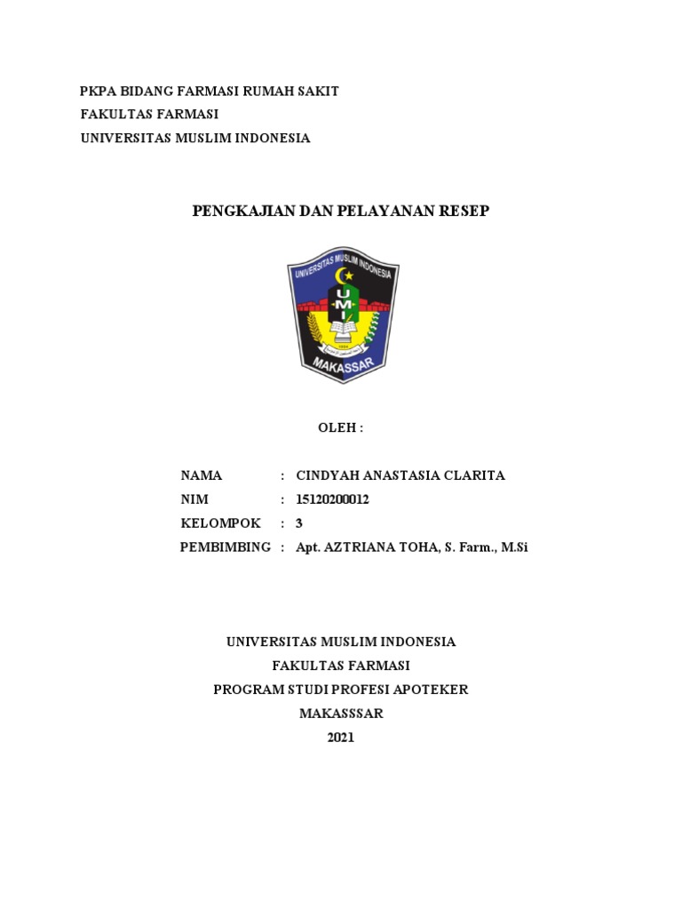 Pengkajian Dan Pelayanan Resep Pdf