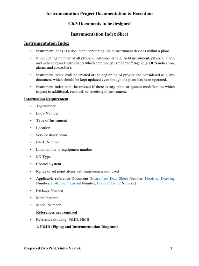 Instrumentation Project Documentation & Execution Ch.3 Documents To Be ...