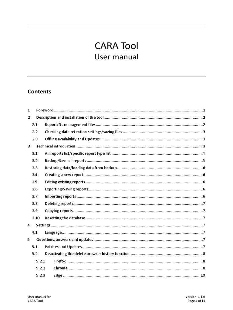 CARA Tool User Manual | PDF | Backup | Http Cookie