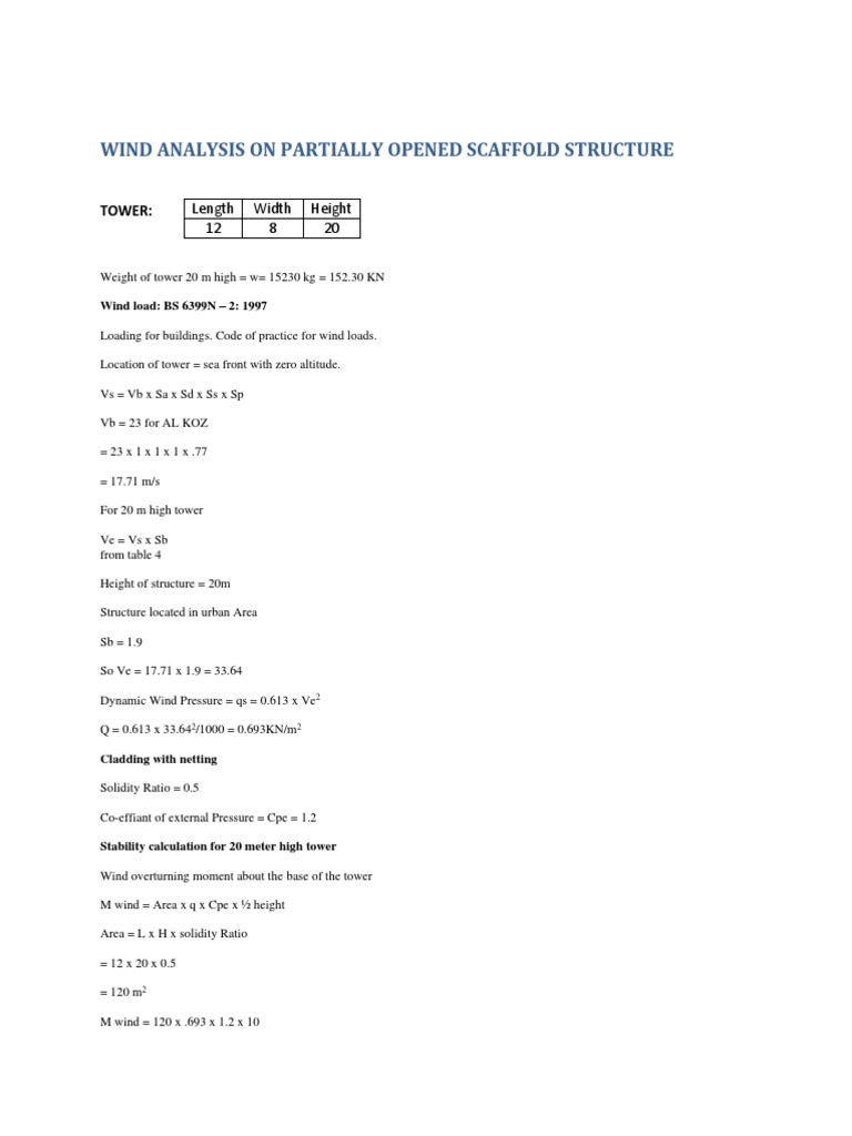 Wind Analysis On Partially Opened Scaffold Structure | PDF