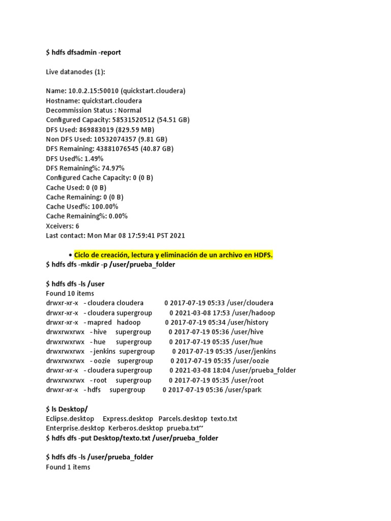 $ Hdfs Dfsadmin - Report | PDF | Apache Hadoop | Map Reduce
