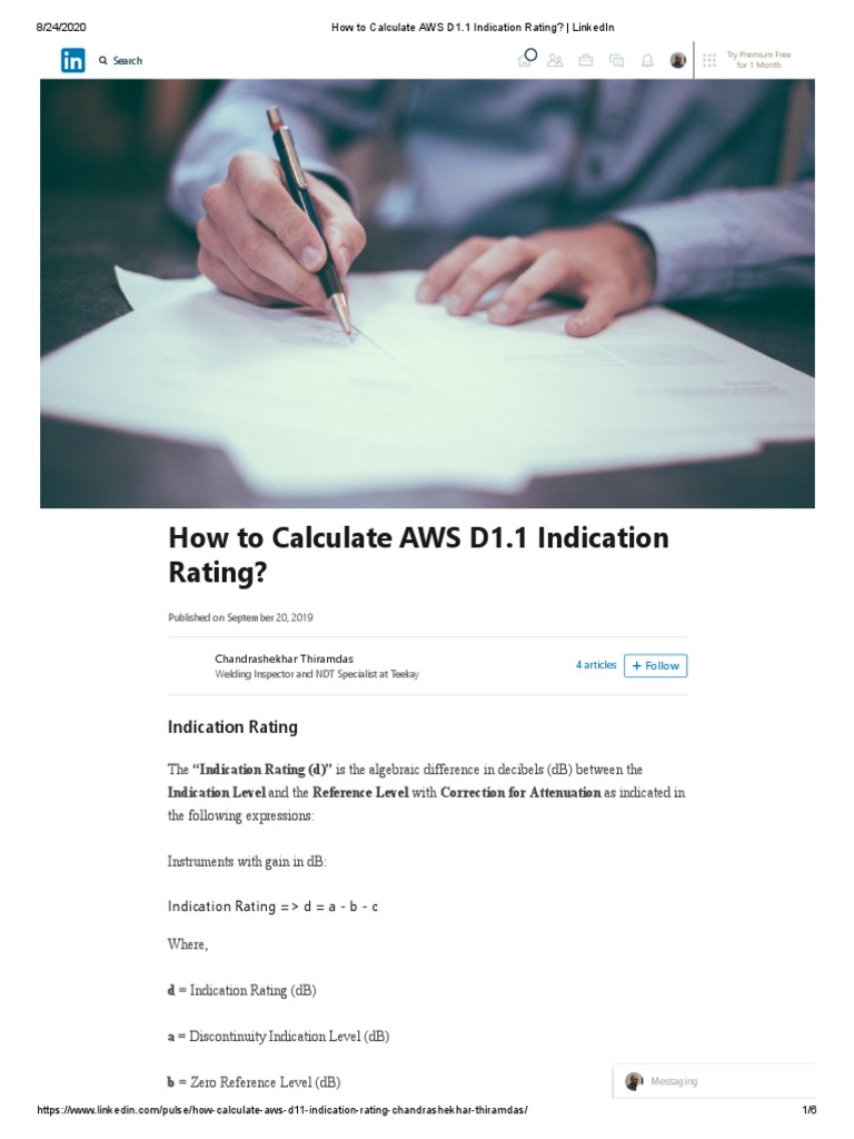 How To Calculate AWS D1.1 Indication Rating - LinkedIn | PDF