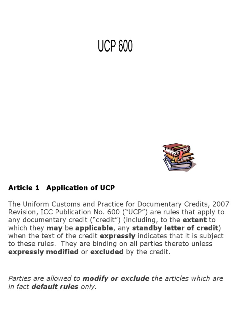 UCP 600 Presentation | PDF | Bill Of Lading | Letter Of Credit