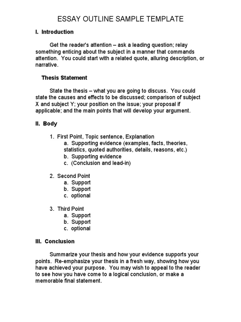 Essay Outline Sample Template | PDF | Stress (Biology) | Essays