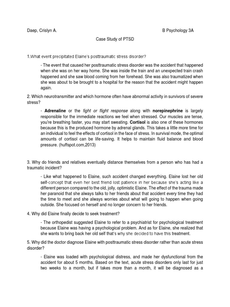 Case Study of Ptsd.. | Download Free PDF | Psychotherapy | Mental Disorder