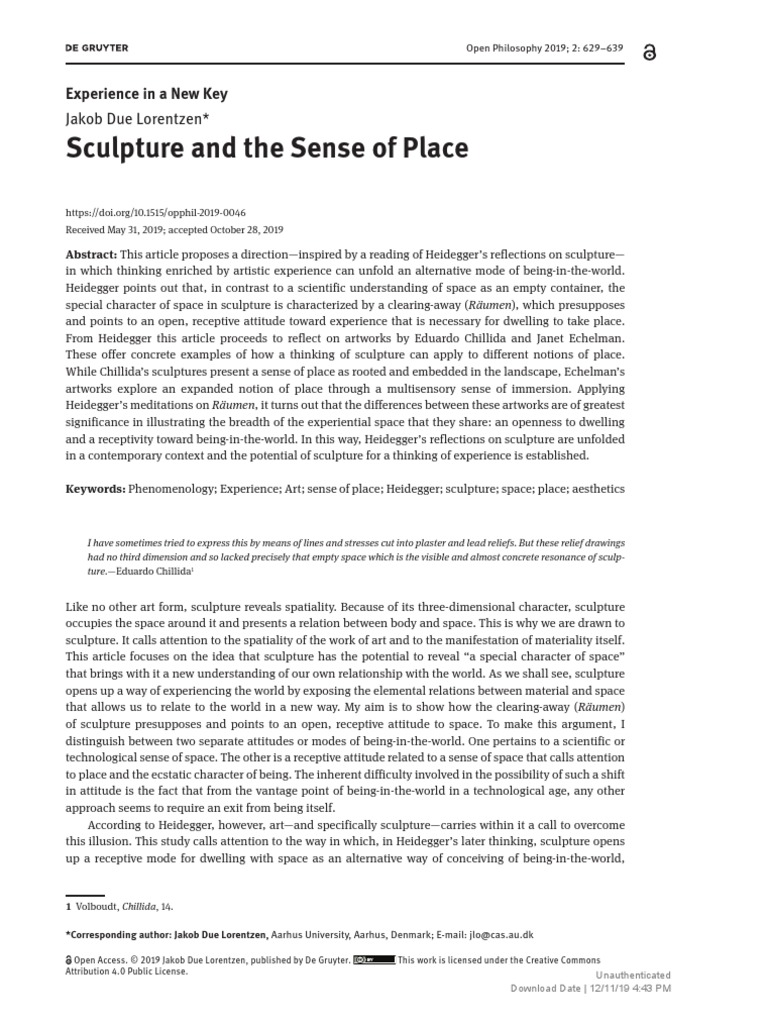 Sculpture and The Sense of Place: Jakob Due Lorentzen | PDF | Martin ...