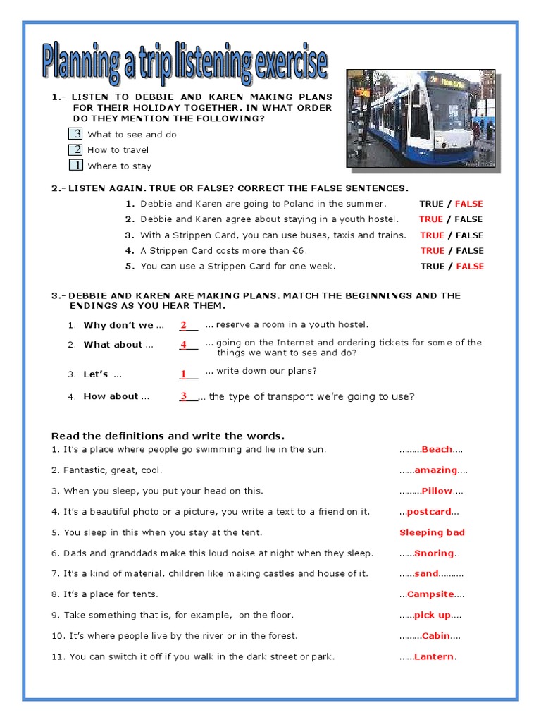 Planning A Trip Listening Exercise | PDF
