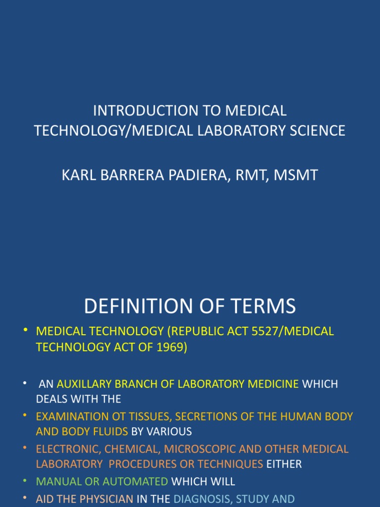 Introduction To Medical Technology | PDF | Pathology | Medical Laboratory