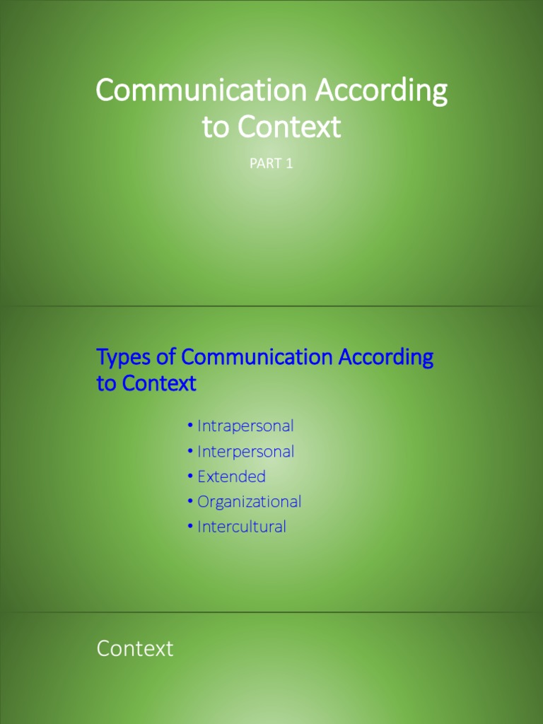Communication According To Context Part 1 | PDF | Interpersonal ...