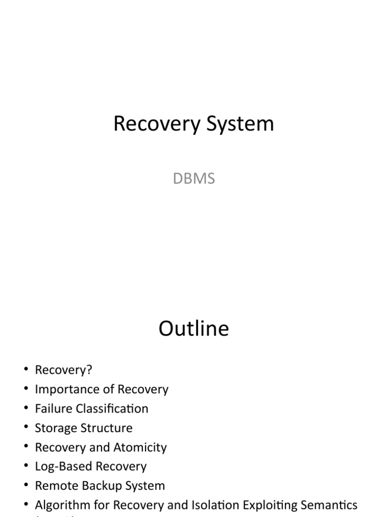Recovery System | PDF | Databases | Computer Hardware