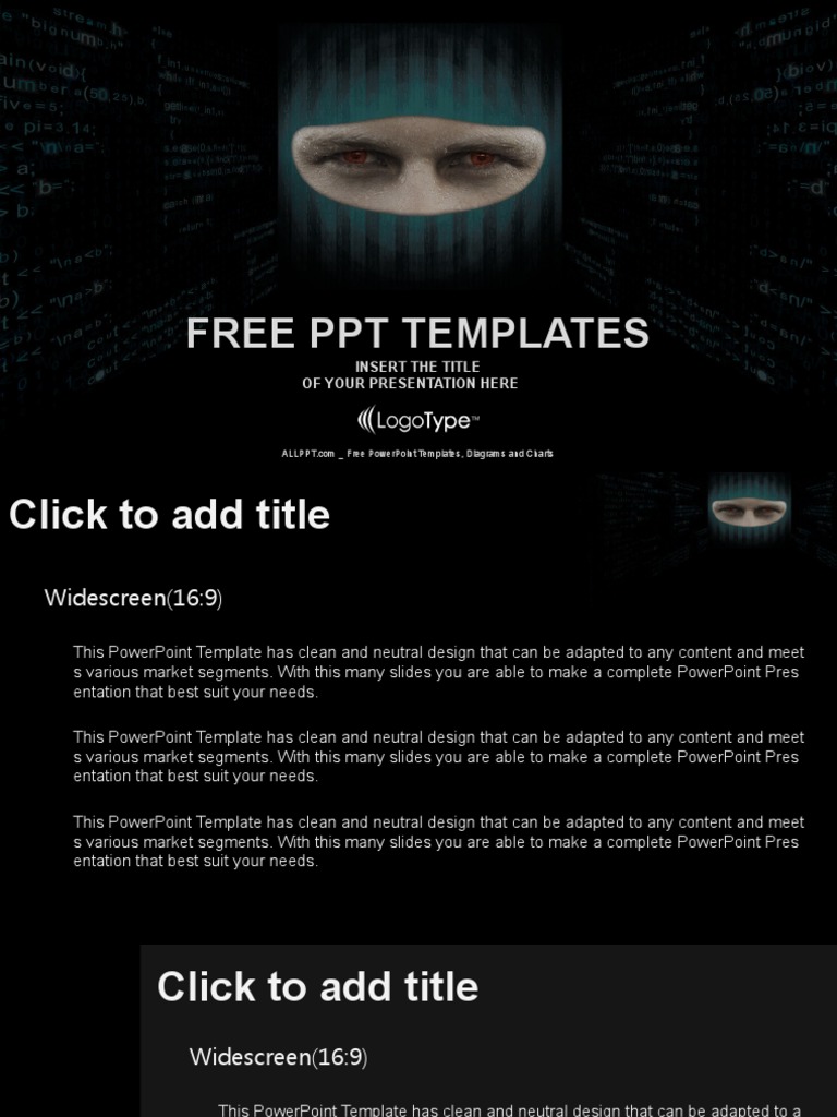Face Hacker Computer PowerPoint Templates Widescreen | PDF | Business