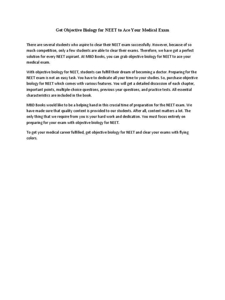 Objective Biology for NEET Success | PDF