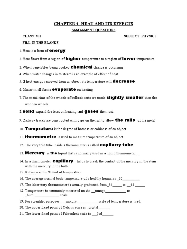Heat Effects and Measurement for Class 7 | PDF | Science & Mathematics
