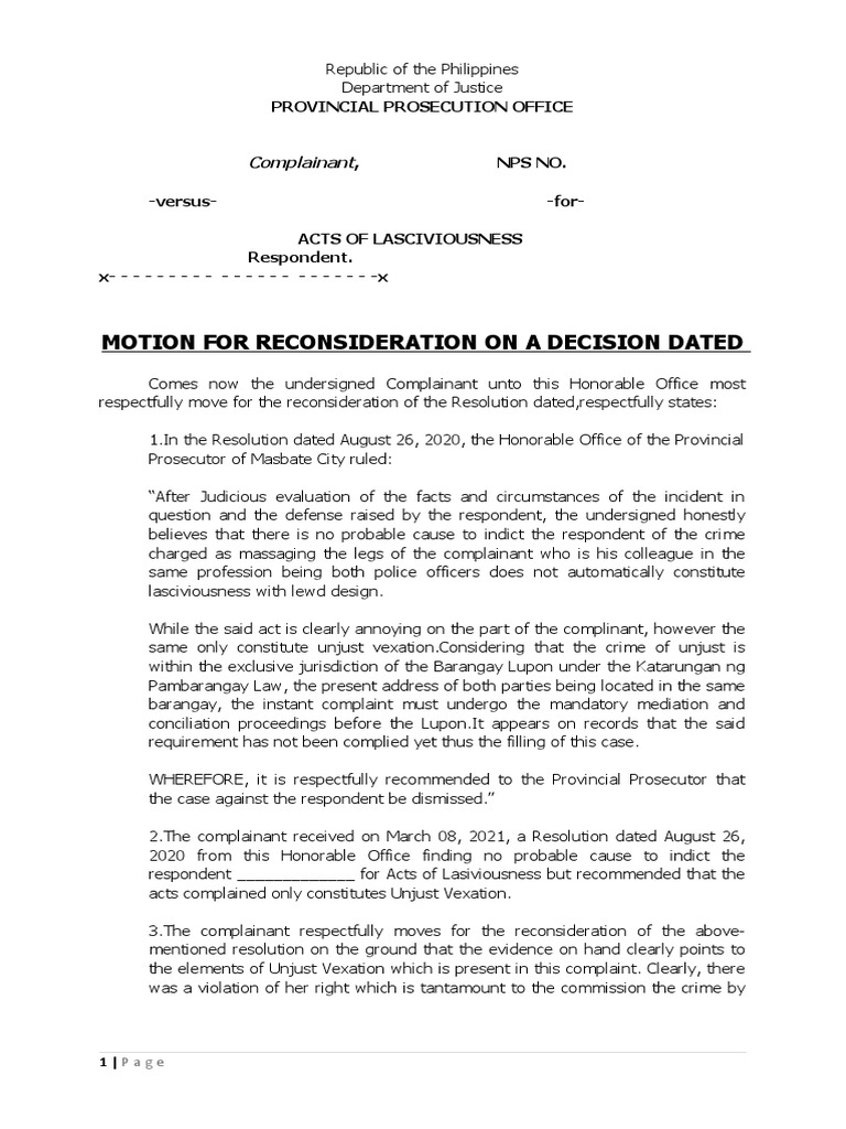 Motion For Reconsideration | PDF | Prosecutor | Public Sphere