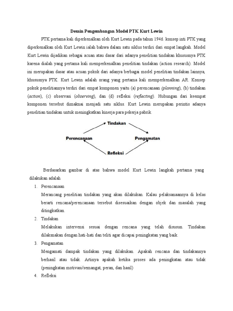 Lukman - Desain Pengembangan Model PTK Kurt Lewin | PDF