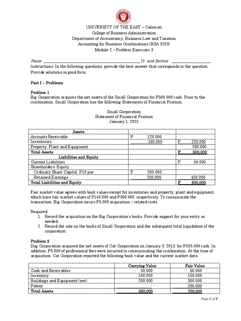 Module 2 - Business Combinations | PDF | Book Value | Retained Earnings