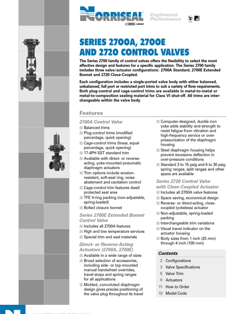 SERIES 2700A, 2700E and 2720 Control Valves: Features | PDF | Valve ...