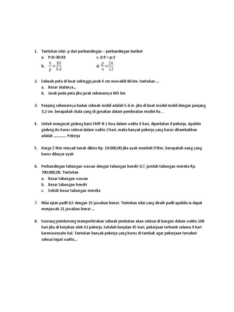 Tentukan Nilai P Dari Perbandingan | PDF