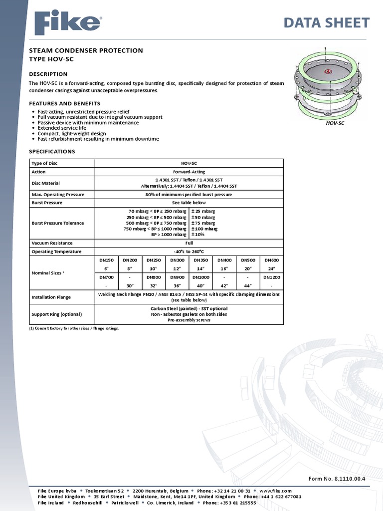 Data Sheet: Steam Condenser Protection Type HOV-SC | PDF | Building ...