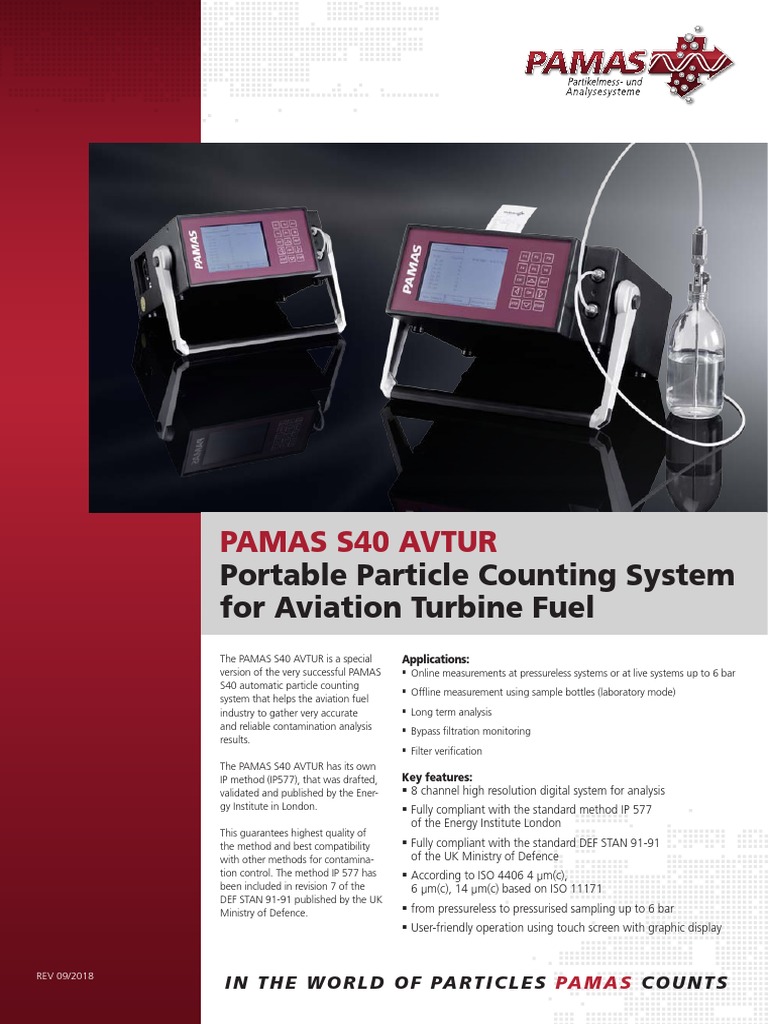 Pamas S40 Avtur: Portable Particle Counting System For Aviation Turbine ...
