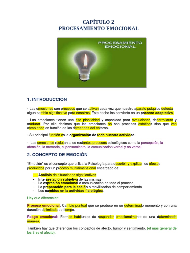 Tema 2 Ps Emocion Uned Pdf Las Emociones Color