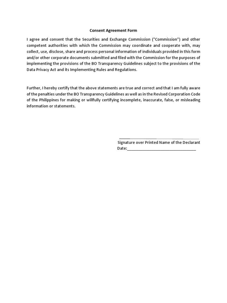 2021BOTDF - Consent Agreement Form | PDF