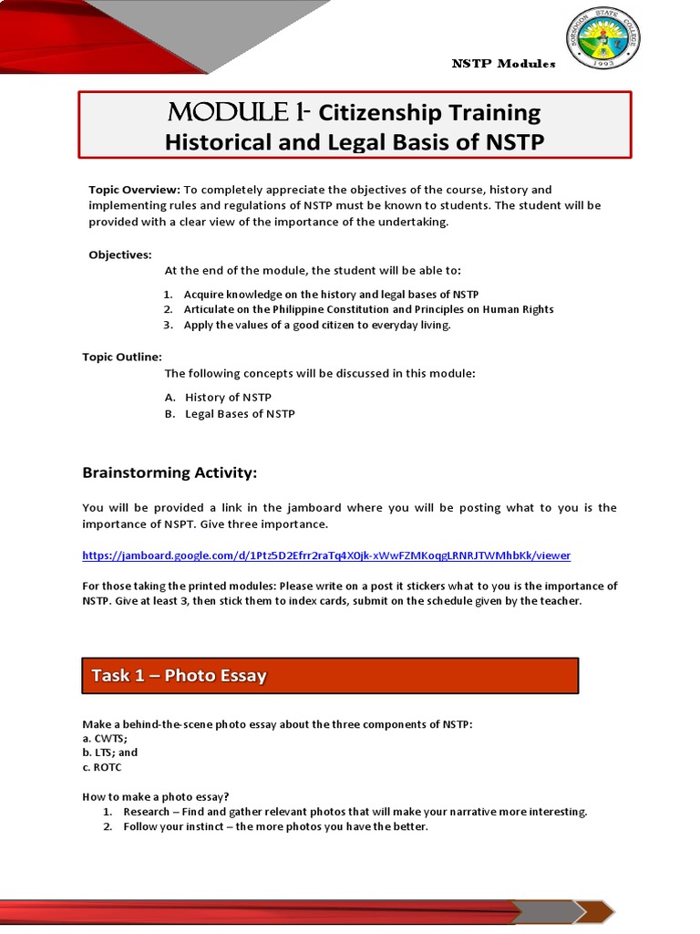 Module 1 - Historical and Legal Basis of NSTP | PDF | Reserve Officers' Training Corps | Further ...