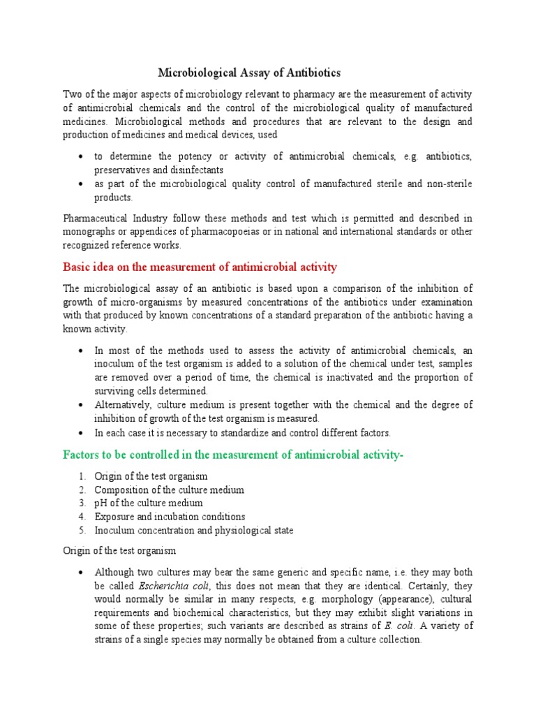 Microbiological Antibiotic Assay Methods | PDF | Bioassay ...