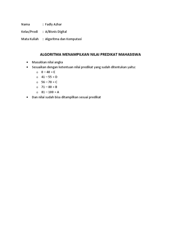 Algoritma Flowchart Nilai | PDF