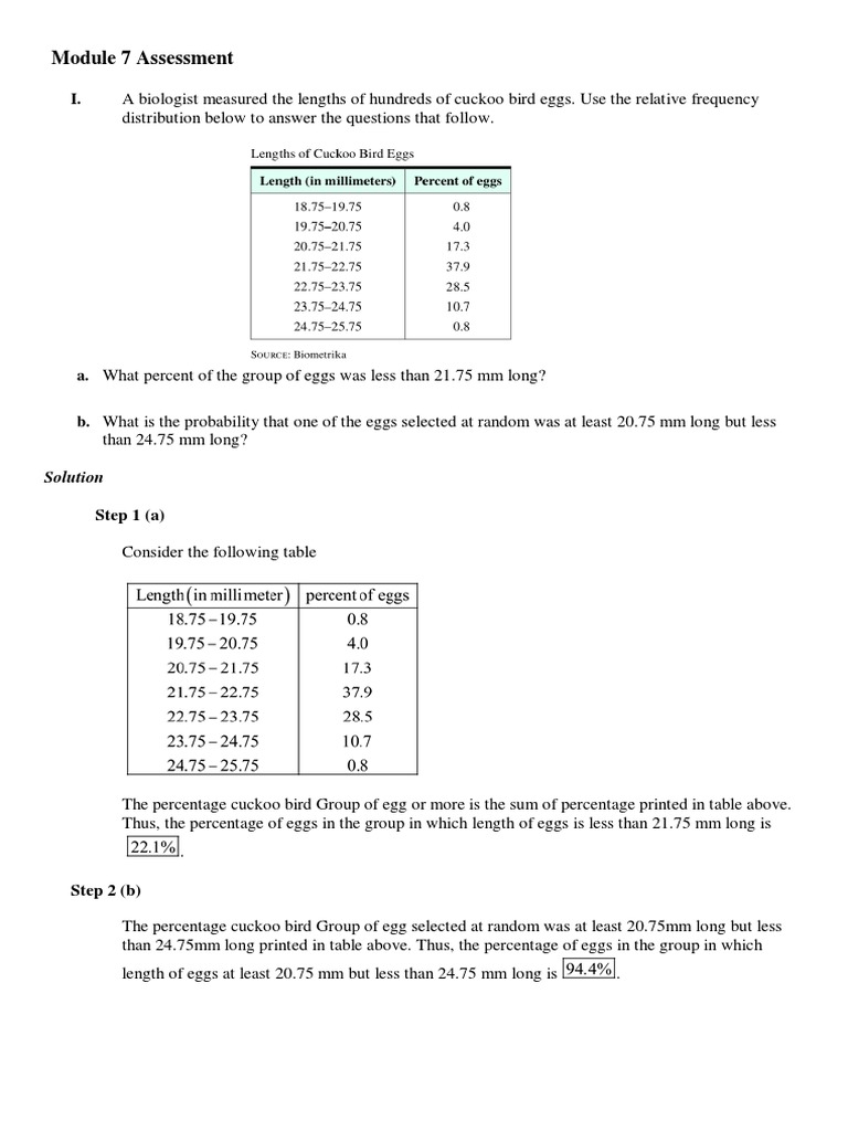 Module 7 Assessment: Solution | PDF | Standard Score | Normal Distribution