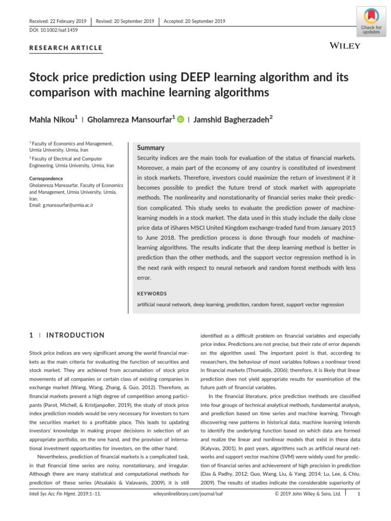 Stock Price Prediction Using Deep Learning Algorithm And Its Comparison With Machine Learning 9476